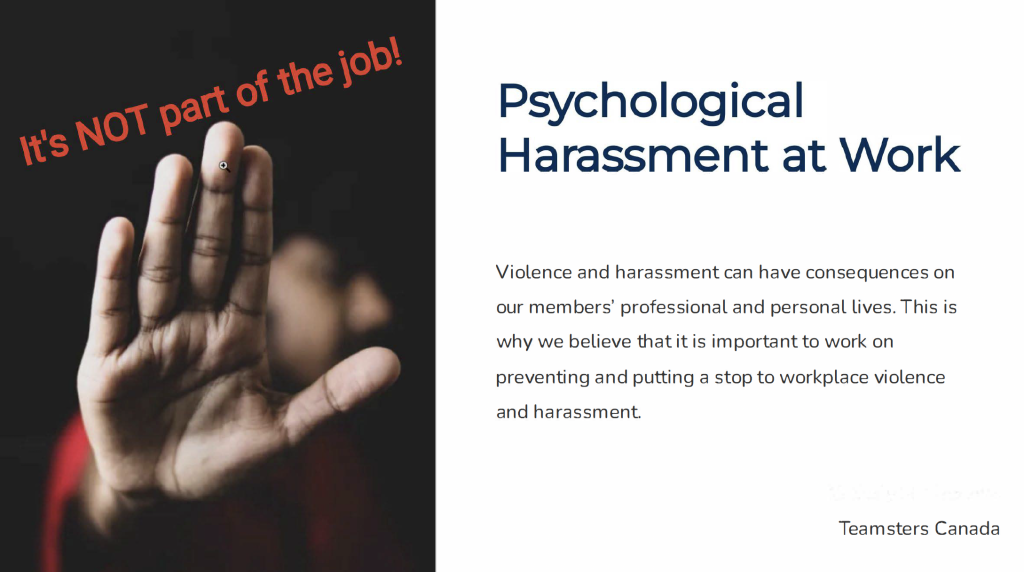 Workplace Harassment and Violence | Teamsters Canada
